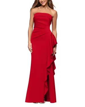 Aqua Scuba Strapless Gown - Red