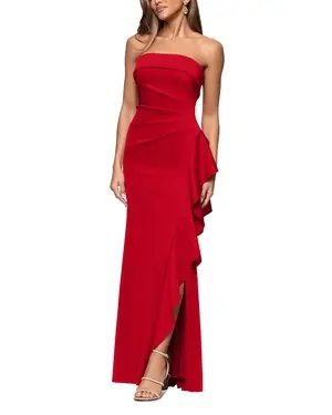 Aqua Scuba Strapless Gown - Red