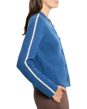 NIC+ZOE Knit Bomber Jacket - Ocean