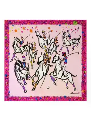 Shanghai Tang Equestrian-print Silk Scarf - Pink