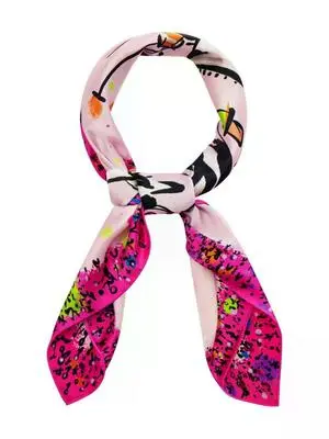 Shanghai Tang Equestrian-print Silk Scarf - Pink