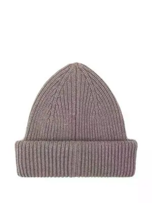 LANVIN Ribbed Wool Beanie - Grey
