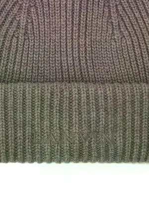 LANVIN Ribbed Wool Beanie - Grey