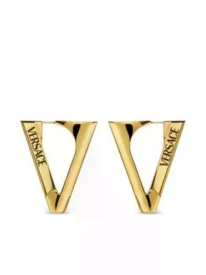 Versace Triangle Logo Earrings - Gold