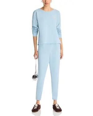 Aqua Avery Cropped Sweatpants - Stormy Blue
