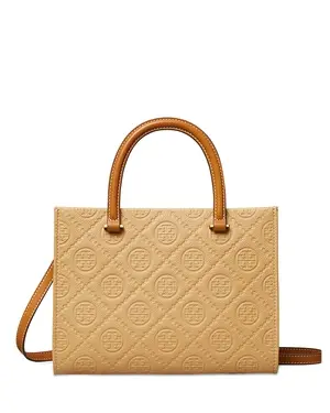 Tory Burch T Monogram Soft Pebble Tote - Biscotti
