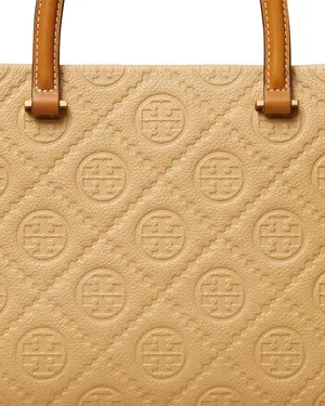 Tory Burch T Monogram Soft Pebble Tote - Biscotti