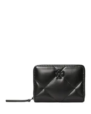Tory Burch Kira Leather Diamond Quilted Wallet - Black