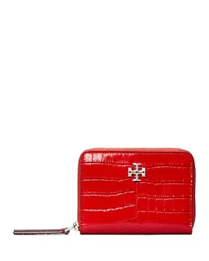 Tory Burch Kira Leather Small Zip Around Wallet - Red Sky