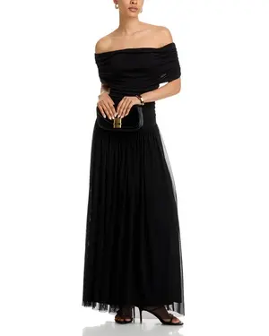 Aqua Ruched Gown - Black