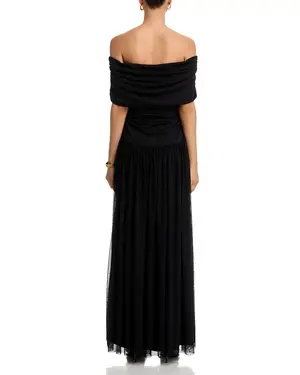 Aqua Ruched Gown - Black