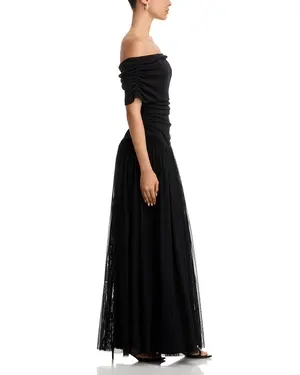 Aqua Ruched Gown - Black
