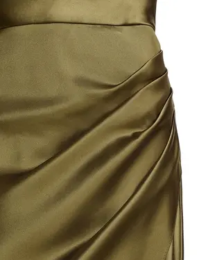 Aqua Draped Halter Gown - Olive