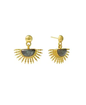 OTTOMAN HANDS Sunrise Labradorite Drop Stud Earrings - Gold