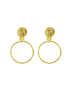 OTTOMAN HANDS Myia Coin Front Hoop Earrings - Gold