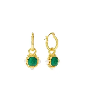 OTTOMAN HANDS Esther Pearl Drop Hoop Earrings - Gold