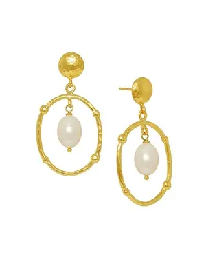 OTTOMAN HANDS Sloane Pearl Drop Stud Earrings - Gold