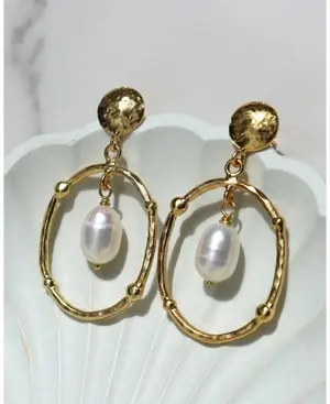 OTTOMAN HANDS Sloane Pearl Drop Stud Earrings - Gold