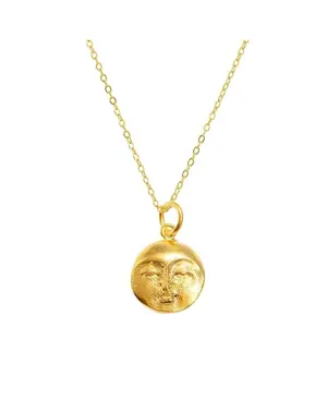 OTTOMAN HANDS Moon Face Pendant Necklace