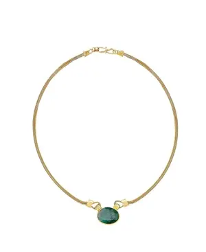OTTOMAN HANDS Daphne Emerald Chain Necklace - Gold