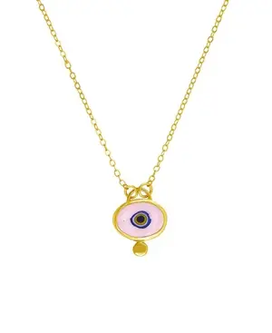 OTTOMAN HANDS Alara Evil Eye Pendant Necklace - Pink