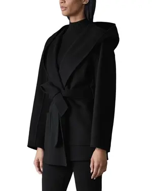 Mackage Wool Wrap Coat With Sash Belt - Black