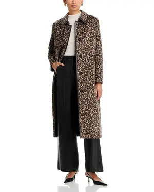 Mackage Long Wool Coat With Leather Trim