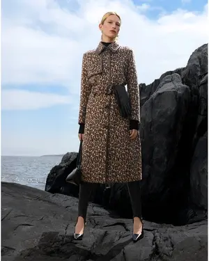 Mackage Long Wool Coat With Leather Trim