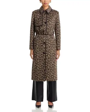 Mackage Long Wool Coat With Leather Trim