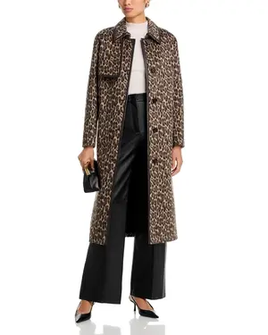 Mackage Long Wool Coat With Leather Trim