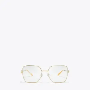 Tory Burch Miller Metal Square Eyeglasses - Brushed Light Gold
