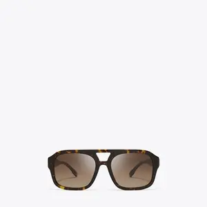 Tory Burch Miller Navigator Sunglasses - Dark Tortoise/brown Gradient Polar