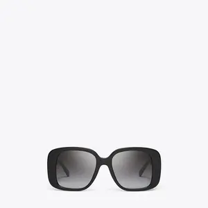 Tory Burch Pierced Oversized Square Sunglasses - Black/light Grey Gradient