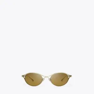 Tory Burch Deco Runway Sunglasses - Shiny Light Gold/brown