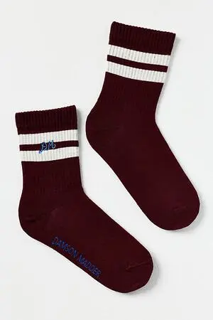 DAMSON MADDER Sporty Socks - Burgundy/ecru