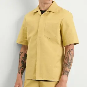 Casablanca Cotton Jacquard Short Sleeve Monogram Shirt - Yellow