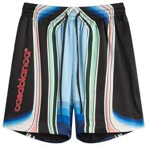 Casablanca Graphic Mountain Drawstring Shorts - Black