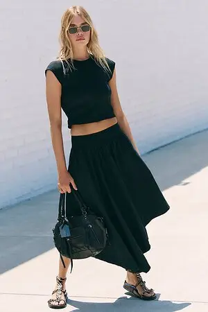 Free People Annette Tee Skirt Set - Black
