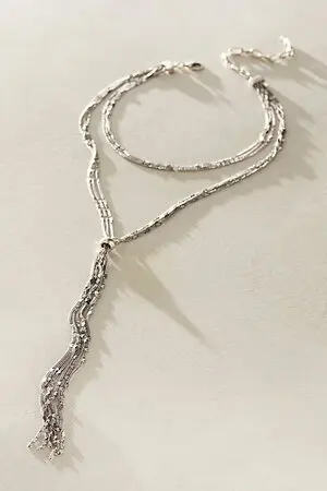 Free People Feeling Again Lariat Necklace - Silver Hearts