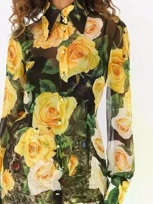 Dolce & Gabbana Rose-print Silk Georgette Shirt
