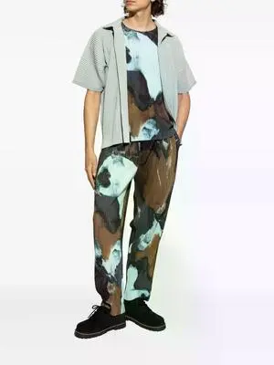 Issey Miyake Pleated Abstract-print Trousers