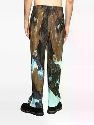Issey Miyake Pleated Abstract-print Trousers