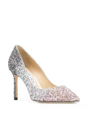 JIMMY CHOO Romy Glitter-embellished Pumps - Silver
