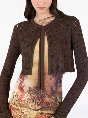 Roberto Cavalli Crochet Tie-front Cardigan