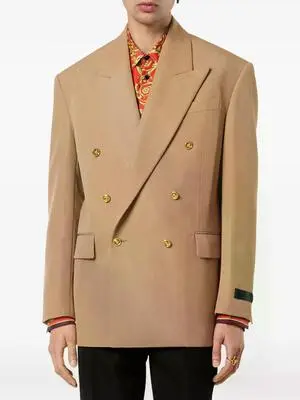 Versace Double-breasted Gold-button Blazer - Neutrals
