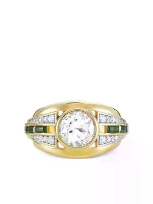 V JEWELLERY Olive Crystal-embellishment Ring - Gold
