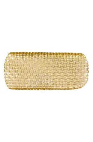 VIETRI Rufolo Glass Basketweave Serving Tray - Gold