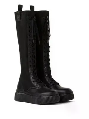 Karl Lagerfeld Lace-up Ribbed-knit Boots