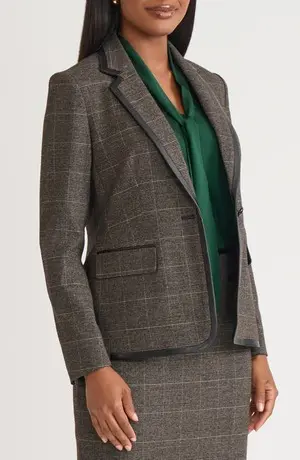 KASPER Windowpane Plaid Jacket