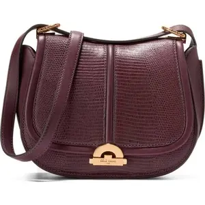 Cole Haan Celenea Saddle Bag - Black Garnet Lizard